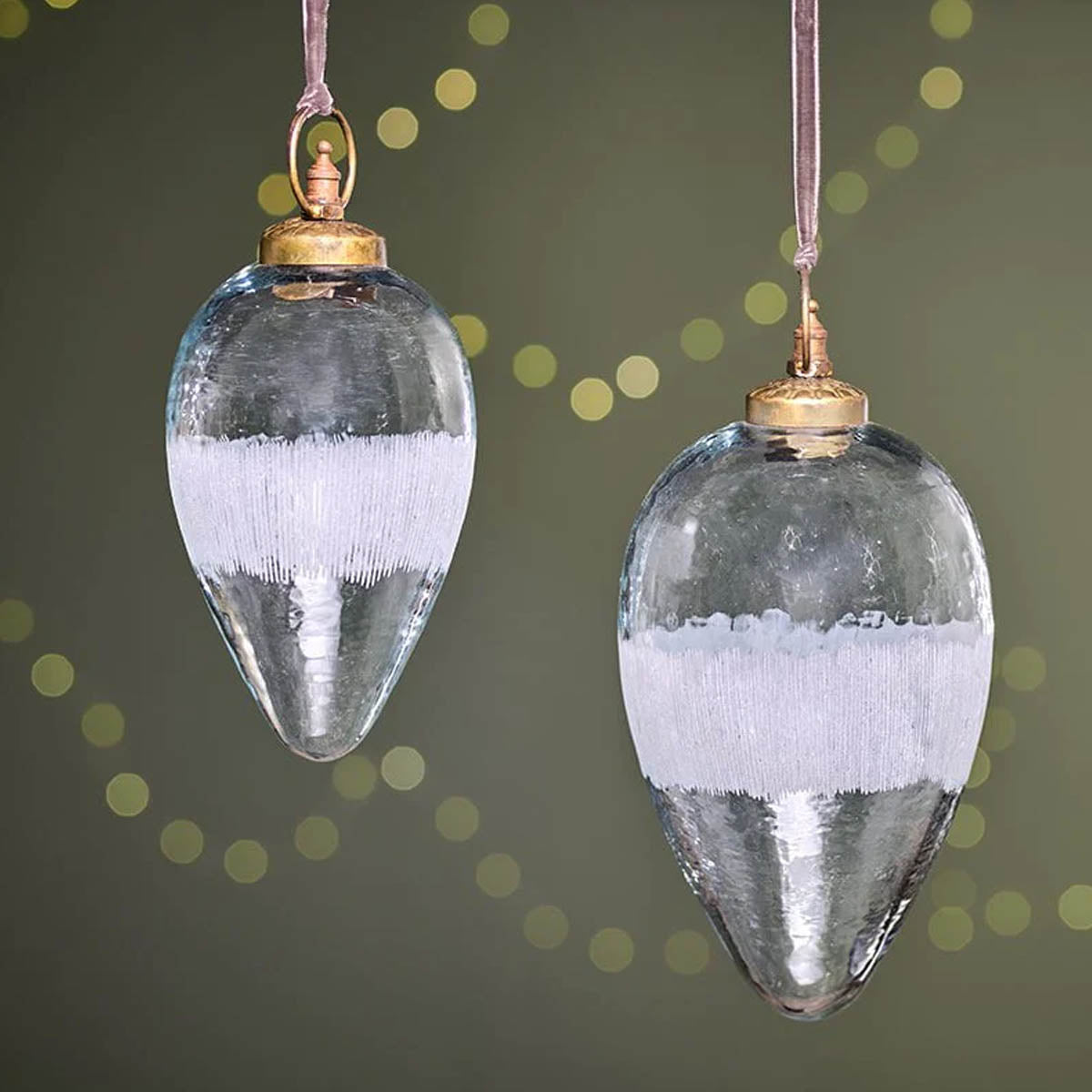 Anara Giant Drop Baubles – Etched Fair Trade Glass – Protect the Planet